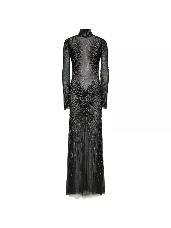 Amen Embellished Long Sleeve Maxi Dress - Black