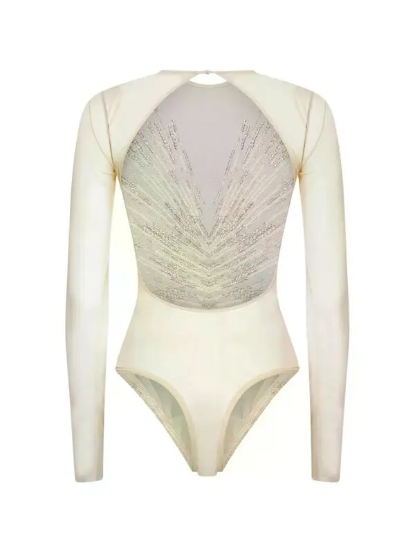 Amen Bead-embellished Cut-out Bodysuit