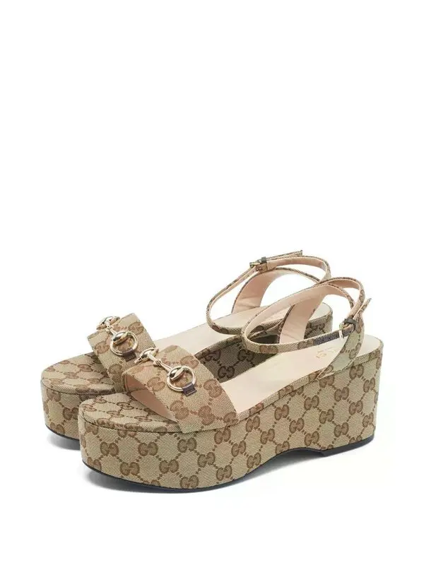 Gucci Gg Supreme Horsebit Platform Sandals