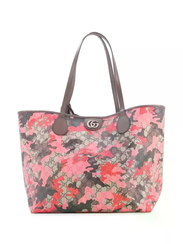 Gucci Gg Open Gg Camouflage Coated Canvas Large Tote Bag - Brown