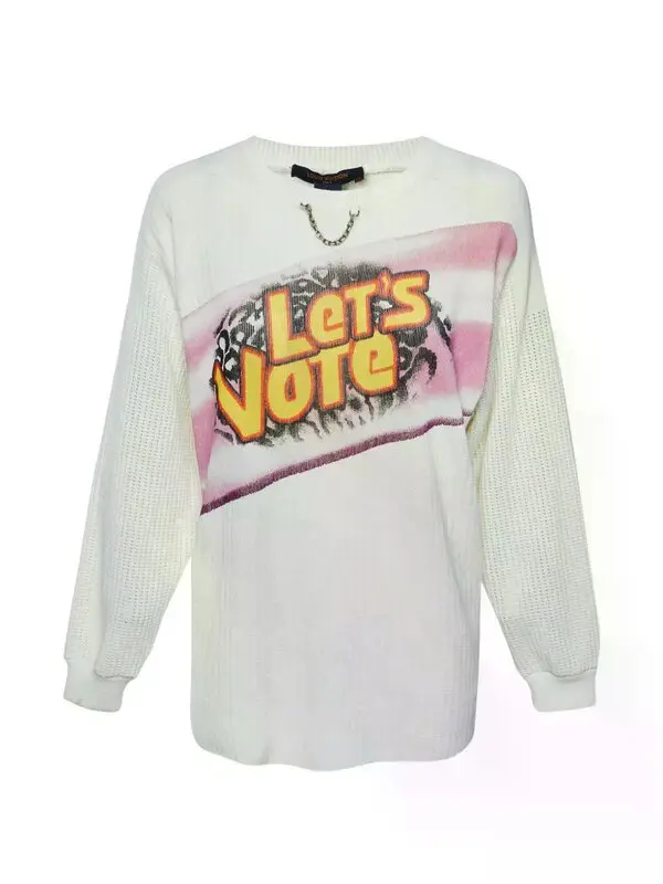 LOUIS VUITTON Waffle-knit Chain-link Sweater - White