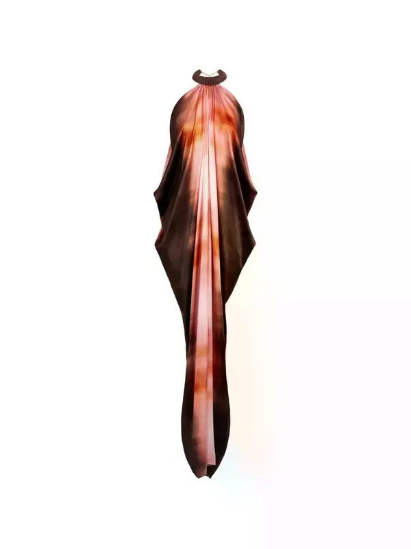 Silvia Tcherassi Abstract Print Halterneck Maxi Dress - Brown