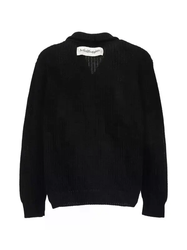 AMISH SUPPLIES Ribbed-knit Zip-up Sweater