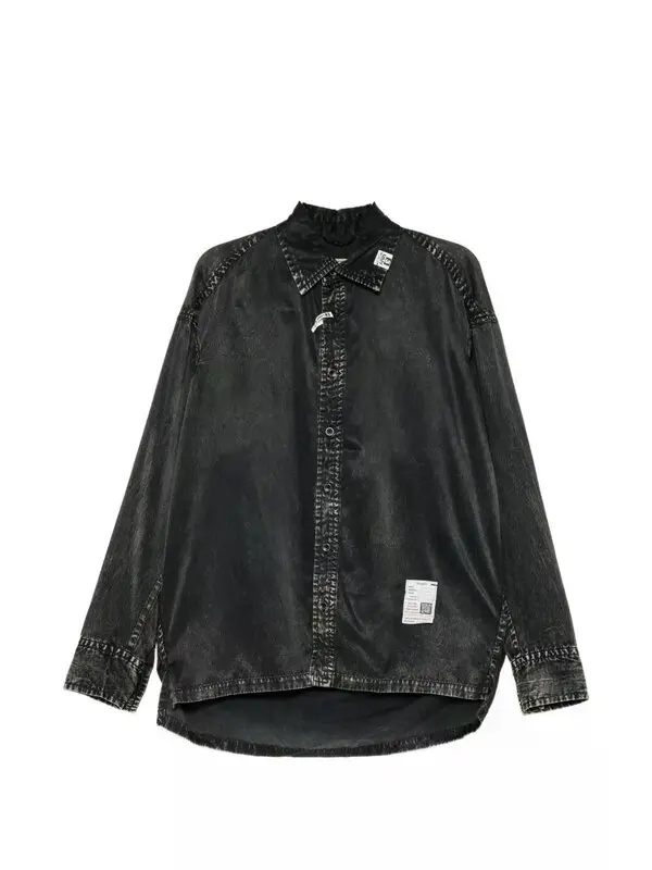 Mihara Yasuhiro Acid Wash Logo Patch Shirt - Black