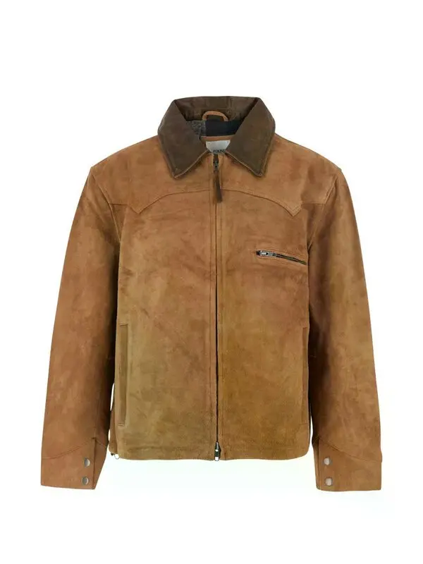 FOUND Western Yoke Zip-up Suede Jacket - Brown