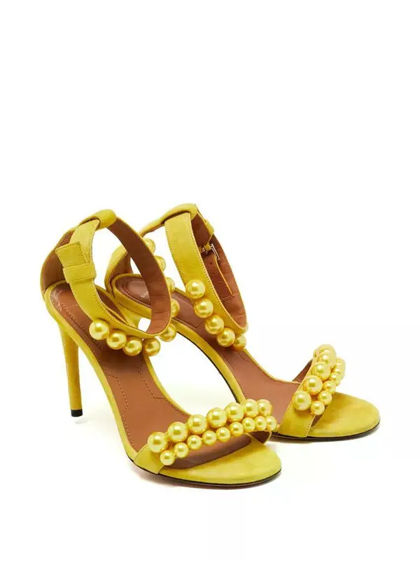 Alaïa Suede Embellished Ankle Strap Stiletto Sandals