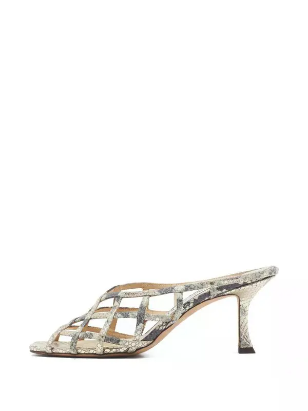 JIMMY CHOO Sai Snakeskin-embossed Caged Heeled Sandals - Neutrals
