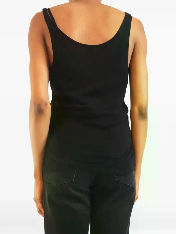 Saint Laurent Sheer Ribbed Tank Top - Black