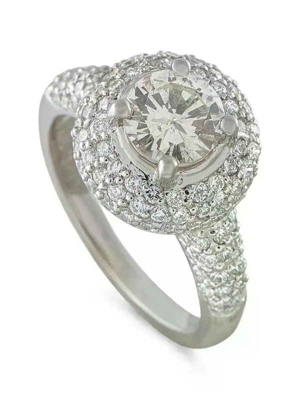LB EXCLUSIVE 1.10 Carat Diamond Halo Ring In 18k White Gold - Silver