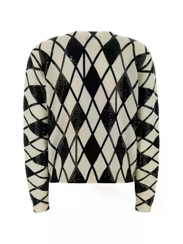 Blumarine Sequin-embellished Argyle Sweater