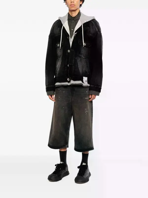 Mihara Yasuhiro Layered Denim Jacket With Hood - Black