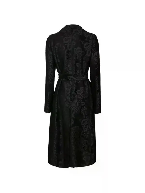 Etro Paisley Jacquard Belted Coat - Black