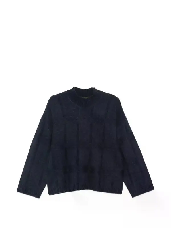Emporio Armani Check-pattern Mock-neck Sweater - Blue