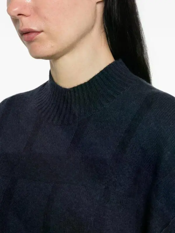 Emporio Armani Check-pattern Mock-neck Sweater