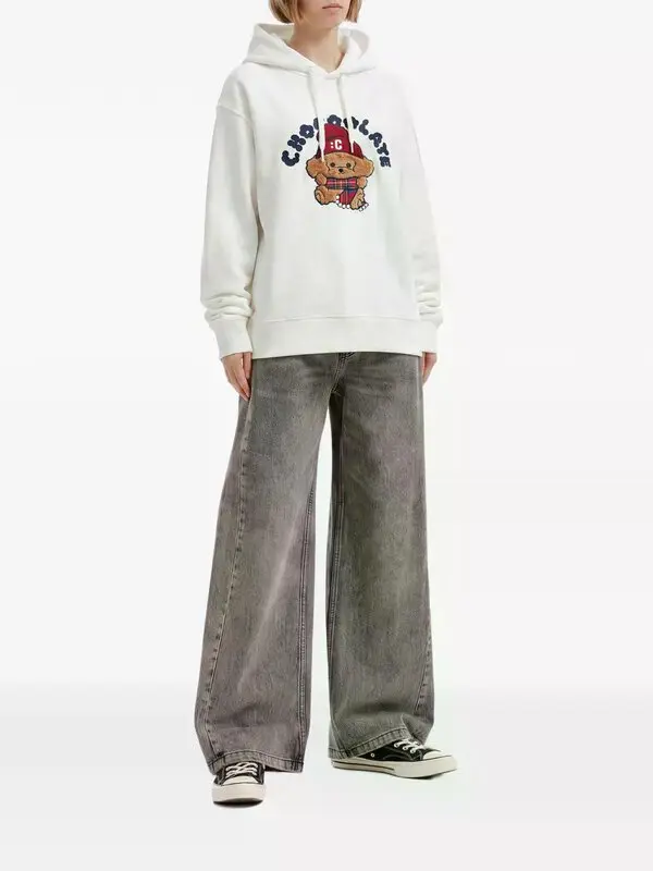 CHOCOOLATE Graphic Print Drawstring Hoodie - White
