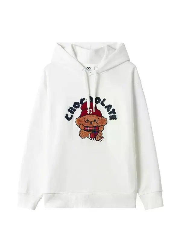 CHOCOOLATE Graphic Print Drawstring Hoodie - White