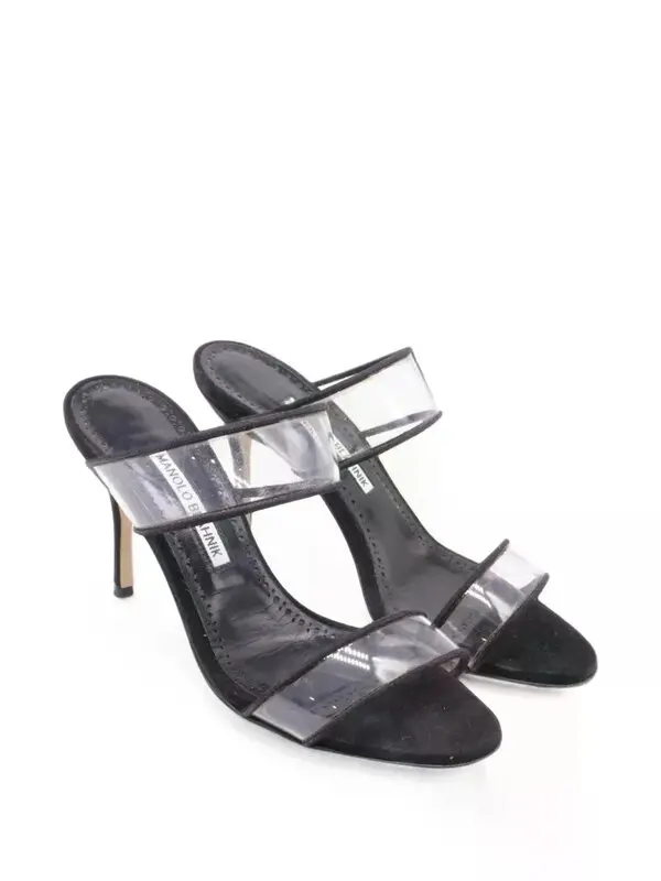 Manolo Blahnik Pvc Strap Mules - Black
