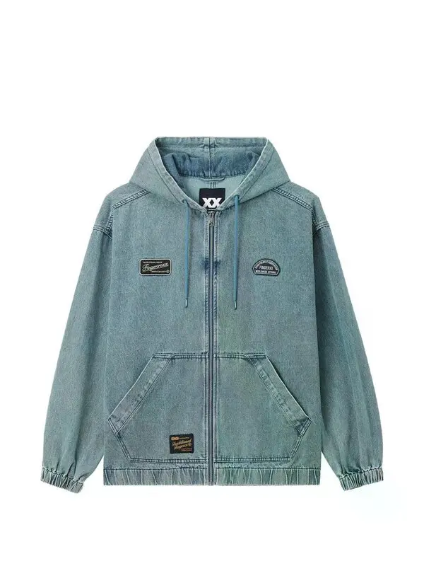 FINGERCROXX Logo-patch Zip-up Hoodie - Blue