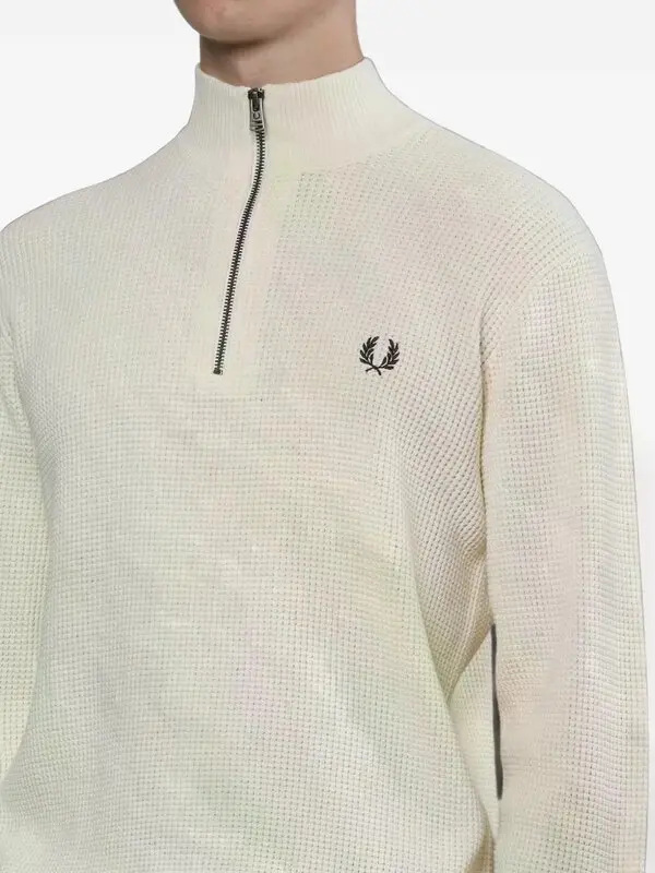 Fred Perry Waffle-knit Quarter-zip Sweater