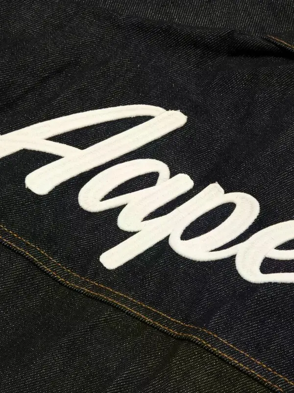 AAPE BY *A BATHING APE Hooded Embroidered-logo Denim Jacket
