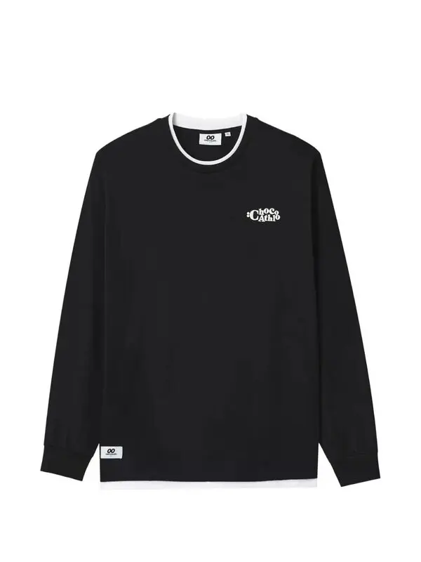 CHOCOOLATE Logo-print Layered-effect T-shirt - Black