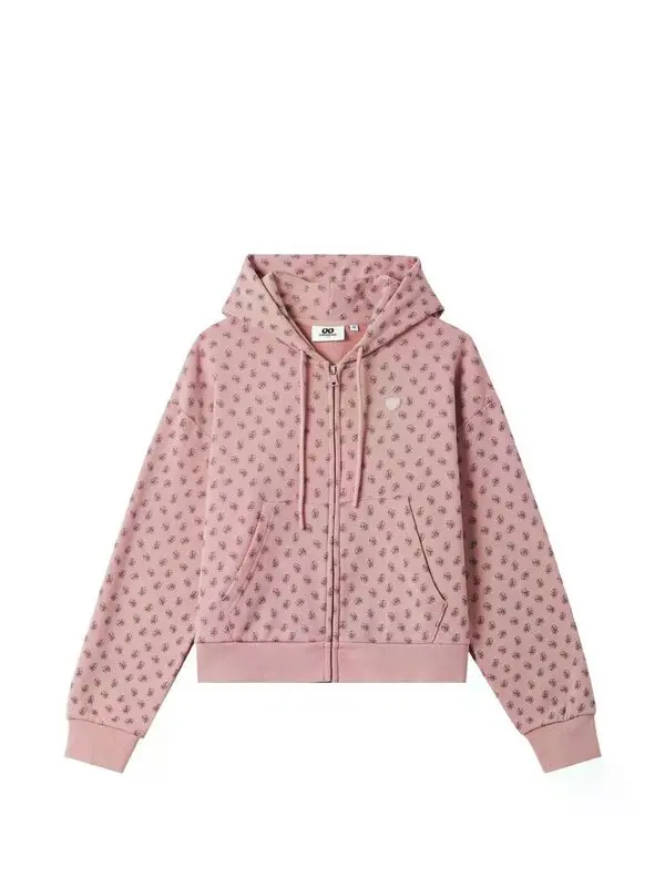 CHOCOOLATE Monogram-print Zip-up Hoodie - Pink