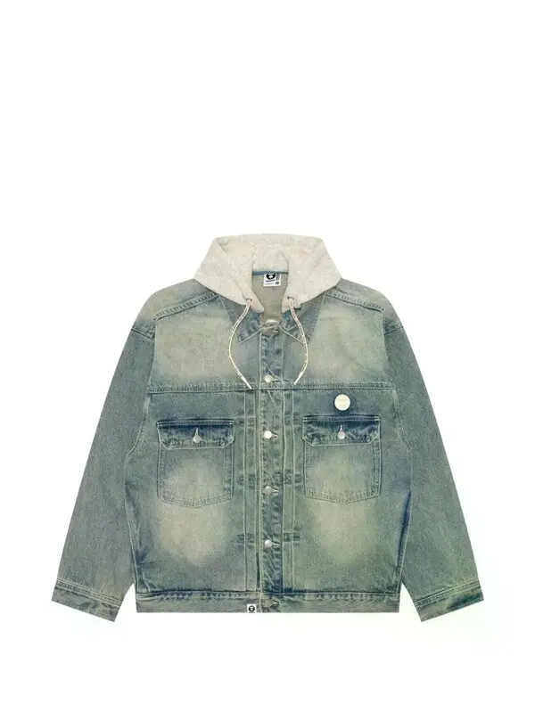 AAPE BY *A BATHING APE Aapenow Hooded Logo-embroidered Denim Jacket - Blue