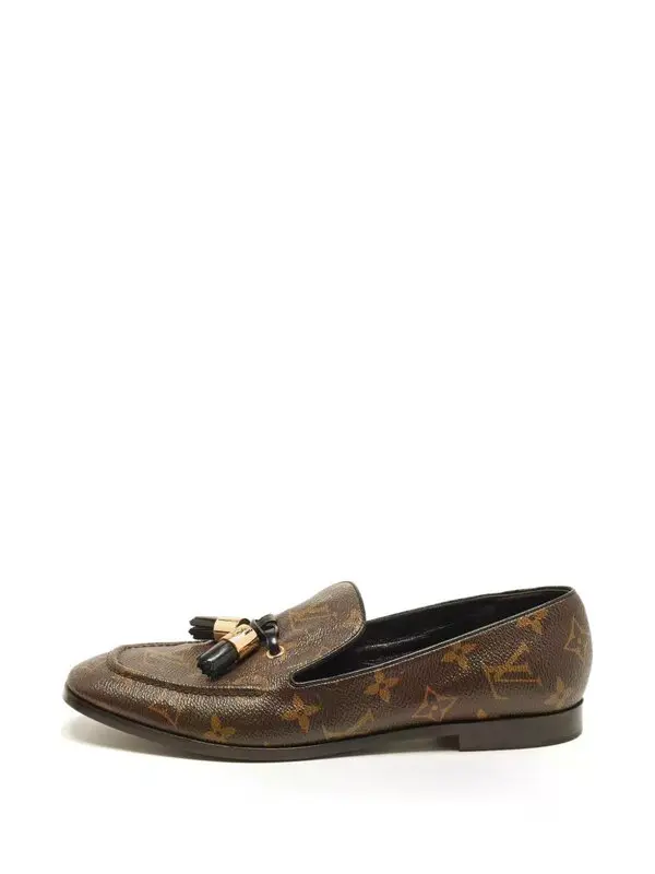 LOUIS VUITTON Monogram Canvas Tassel Loafers - Brown