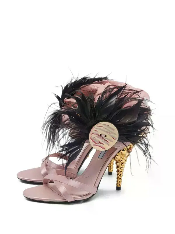 Prada Baroque Feathered Sandals