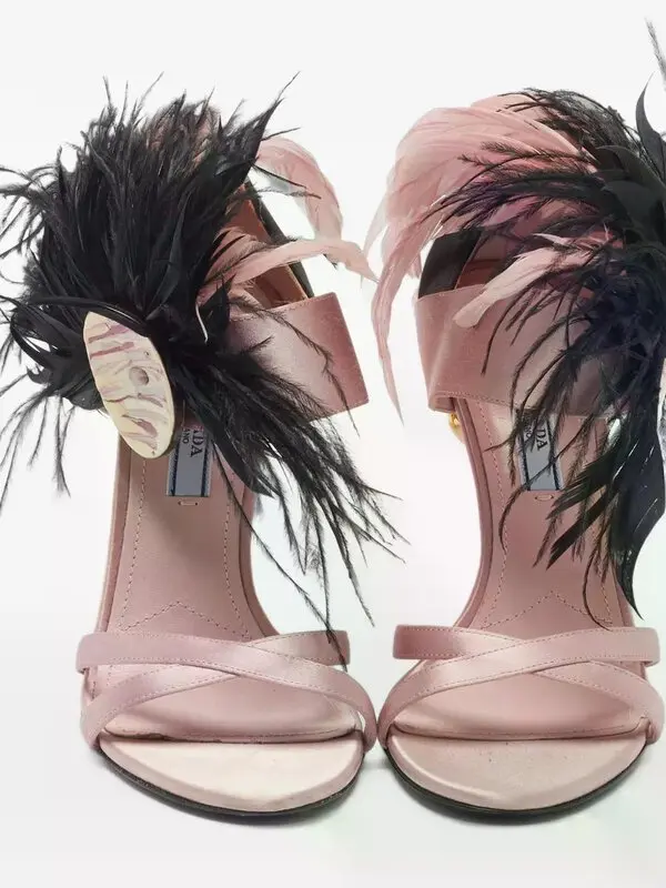 Prada Baroque Feathered Sandals