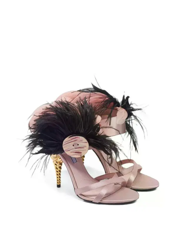 Prada Baroque Feathered Sandals
