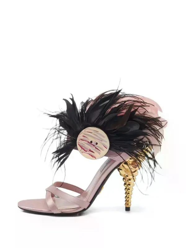 Prada Baroque Feathered Sandals - Pink