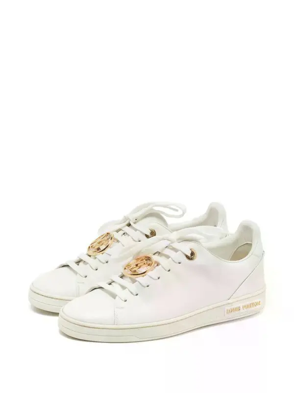 LOUIS VUITTON Frontrow Lace-up Sneakers With Gold-tone Hardware - White