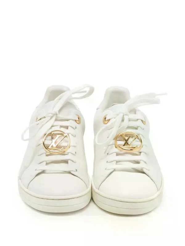 LOUIS VUITTON Frontrow Lace-up Sneakers With Gold-tone Hardware - White