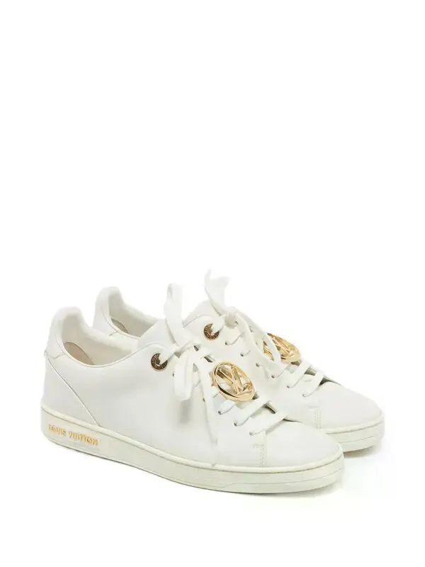 LOUIS VUITTON Frontrow Lace-up Sneakers With Gold-tone Hardware - White