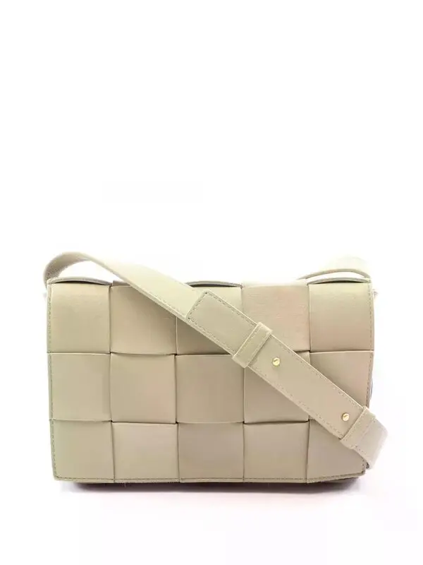 Bottega Veneta Grained Calfskin Intrecciato Cassette Crossbody Bag - Brown