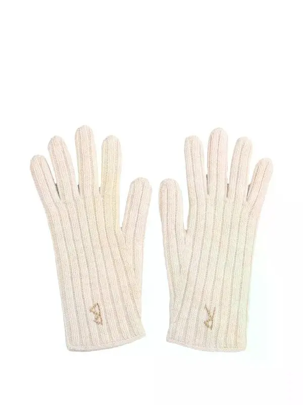 Ruslan Baginskiy Ribbed Knit Monogram Gloves - Neutrals