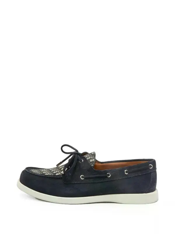 Dior Oblique Jacquard Suede Boat Shoes - Blue
