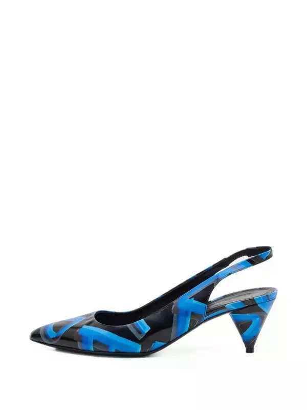 Burberry Morson Graffiti-print Slingback Pumps - Black