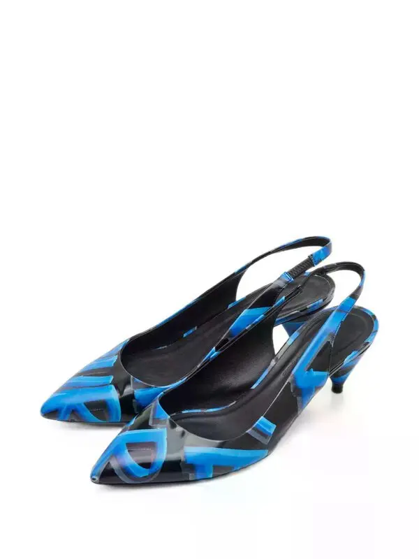 Burberry Morson Graffiti-print Slingback Pumps