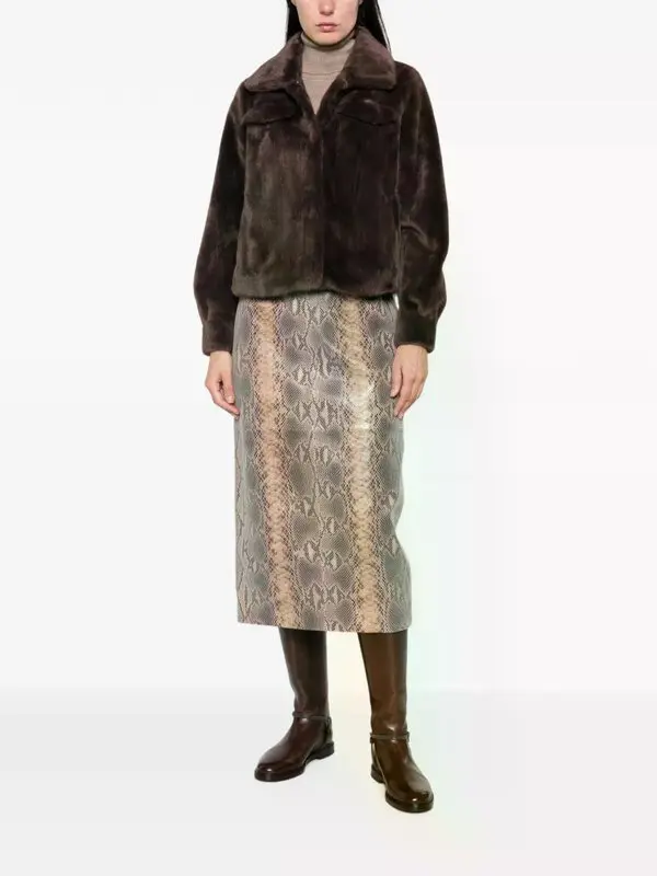 BOMBOOGIE Faux-fur Pocket-detail Jacket - Brown