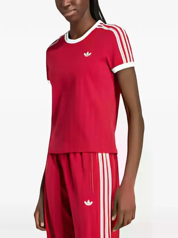 Adidas Pinstripe Embroidered-logo T-shirt - Red
