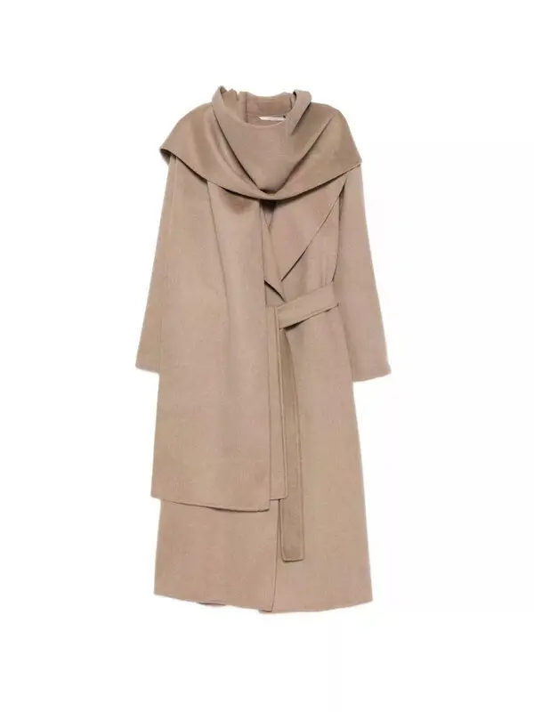 Max Mara Belted Coat With Integrated Scarf
