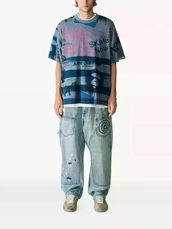 AAPE BY *A BATHING APE Embroidered Denim Cargo Pants