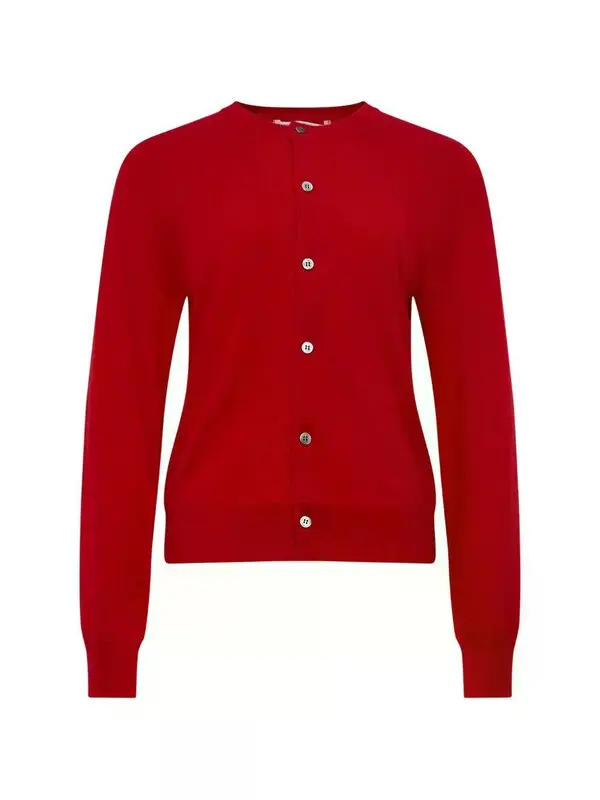 Comme Des Garçons Rib-trim Button Cardigan - Red