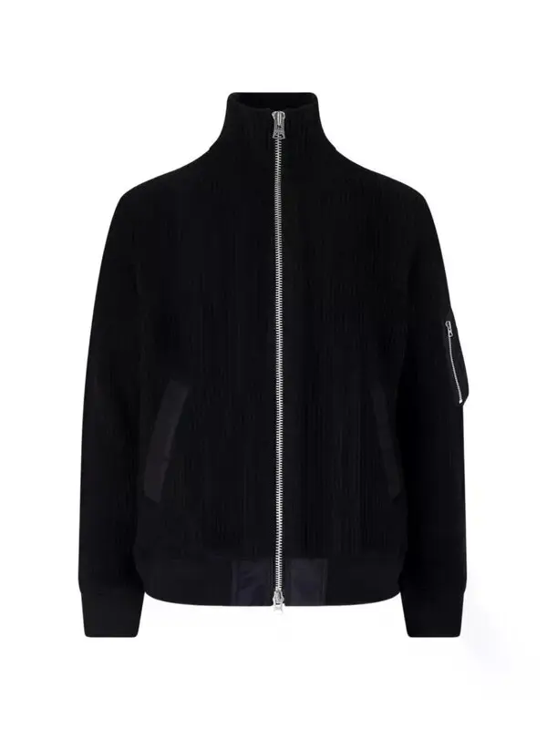 Sacai Ribbed-knit Zip-up Cardigan