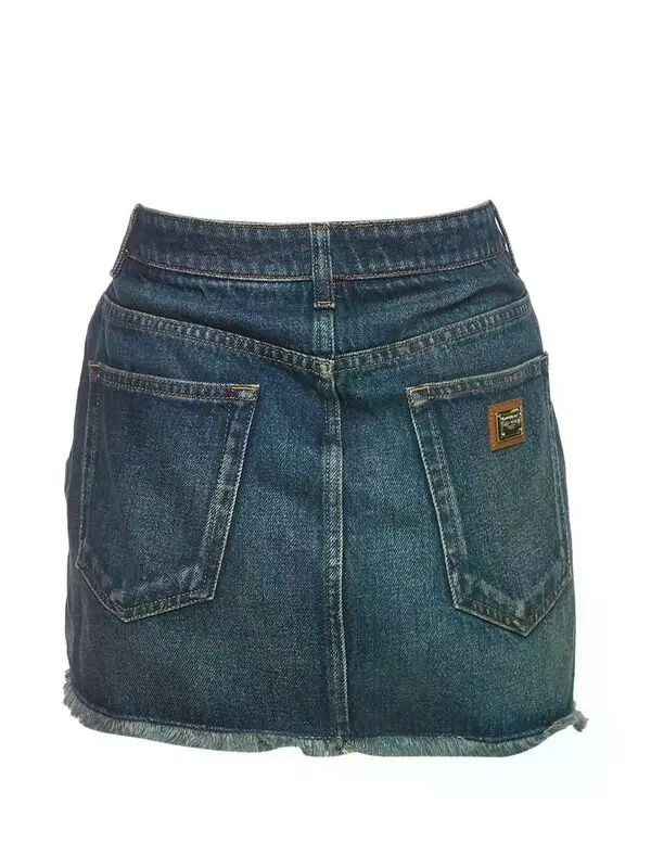 Dolce & Gabbana Frayed Denim Mini Skirt - Blue