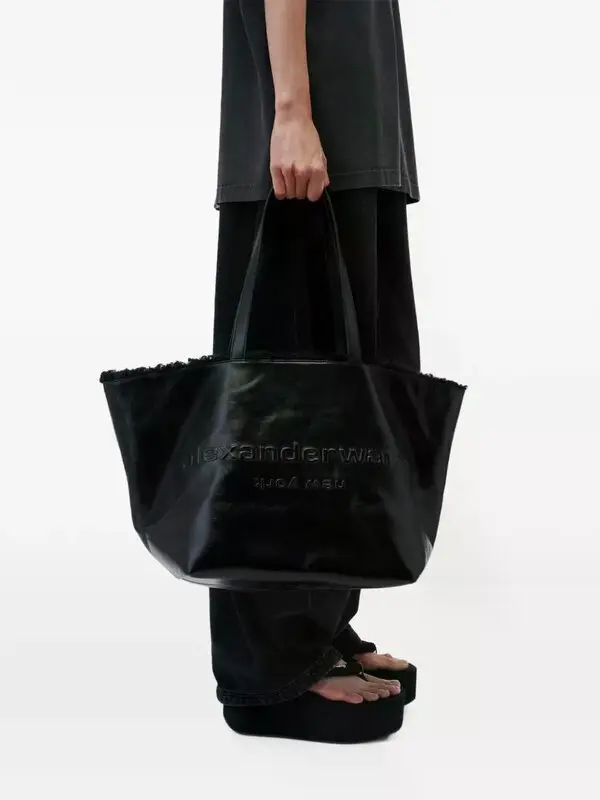 Alexander Wang Punch Shearling-trim Leather Tote Bag - Black