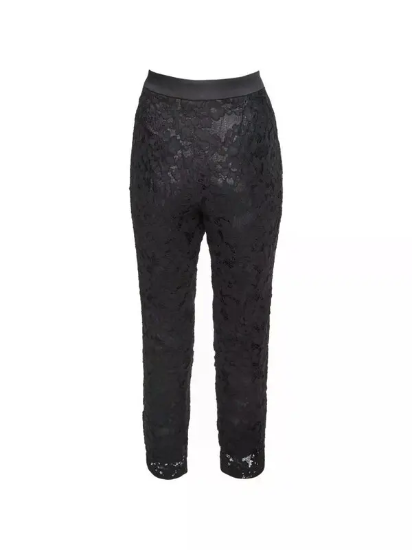 Carolina Herrera Floral Lace Tailored Cropped Trousers - Black