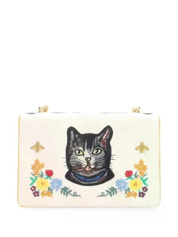 Gucci Linea Ricami Embroidered Canvas Small Shoulder Bag
